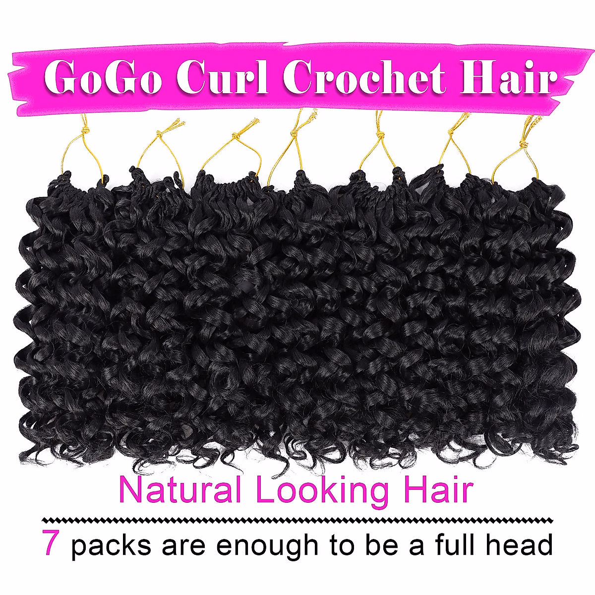 7 Packs GoGo Curl Crochet Hair 10 Inch Short Curly Crochet Hair for Women Water Wave Beach Curl Deep Twist Crochet Braids Synthetic Braiding Hair Extensions(10 Inch, 1B)