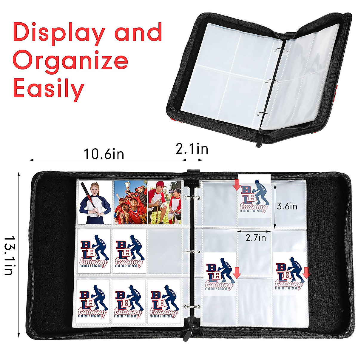 2 Pieces 1040 Pockets Card Binder Sleeves for Trading Card Collection Storage, Card Sleeves Card Holder Album Protectors Set for Sport Card, 2 Designs (Baseball)