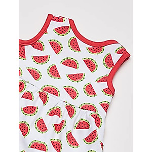 Hudson Baby Baby Girl Cotton Dress, Cardigan and Shoe Set, Watermelon, 9-12 Months