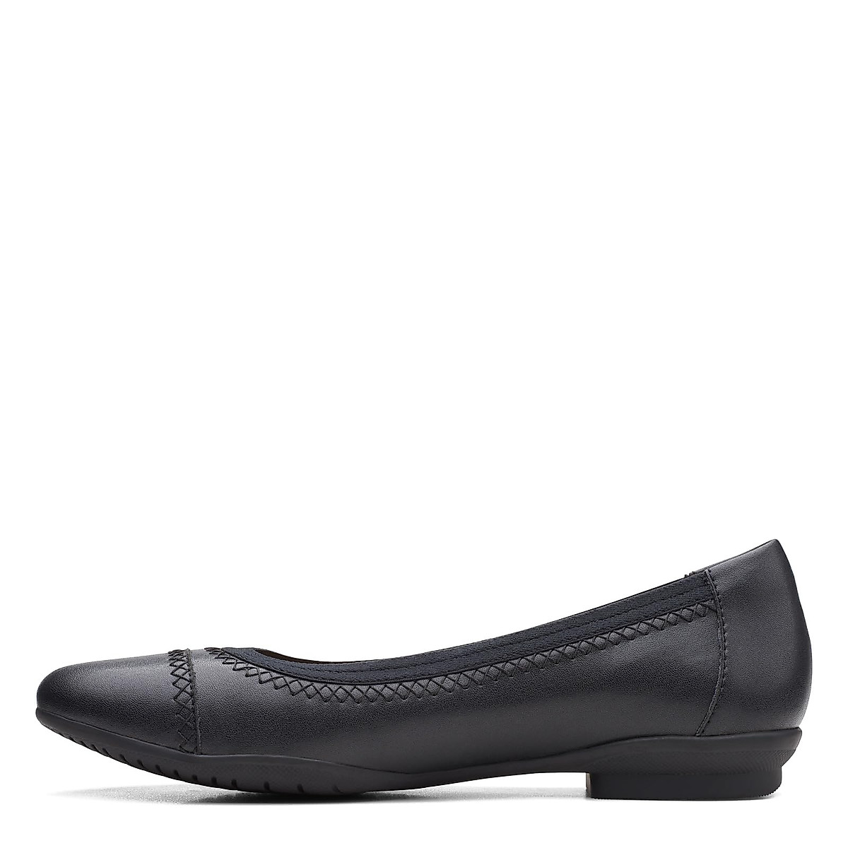 Clarks Women's Sara Bay Ballet Flat, Black Leather, 8.5