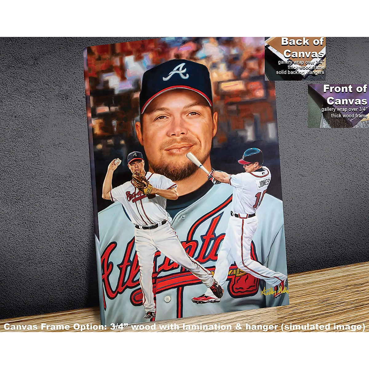 Atlanta Braves 3rd Base Chipper Jones MLB Baseball Player HOF Hall of Fame Art Print 1AM3 on 31x40 polyester canvas