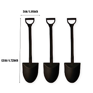 QWloog Magzipo Mini Shovel Shape Spoons,Disposable Plastic Dessert Spoon,Black(100)