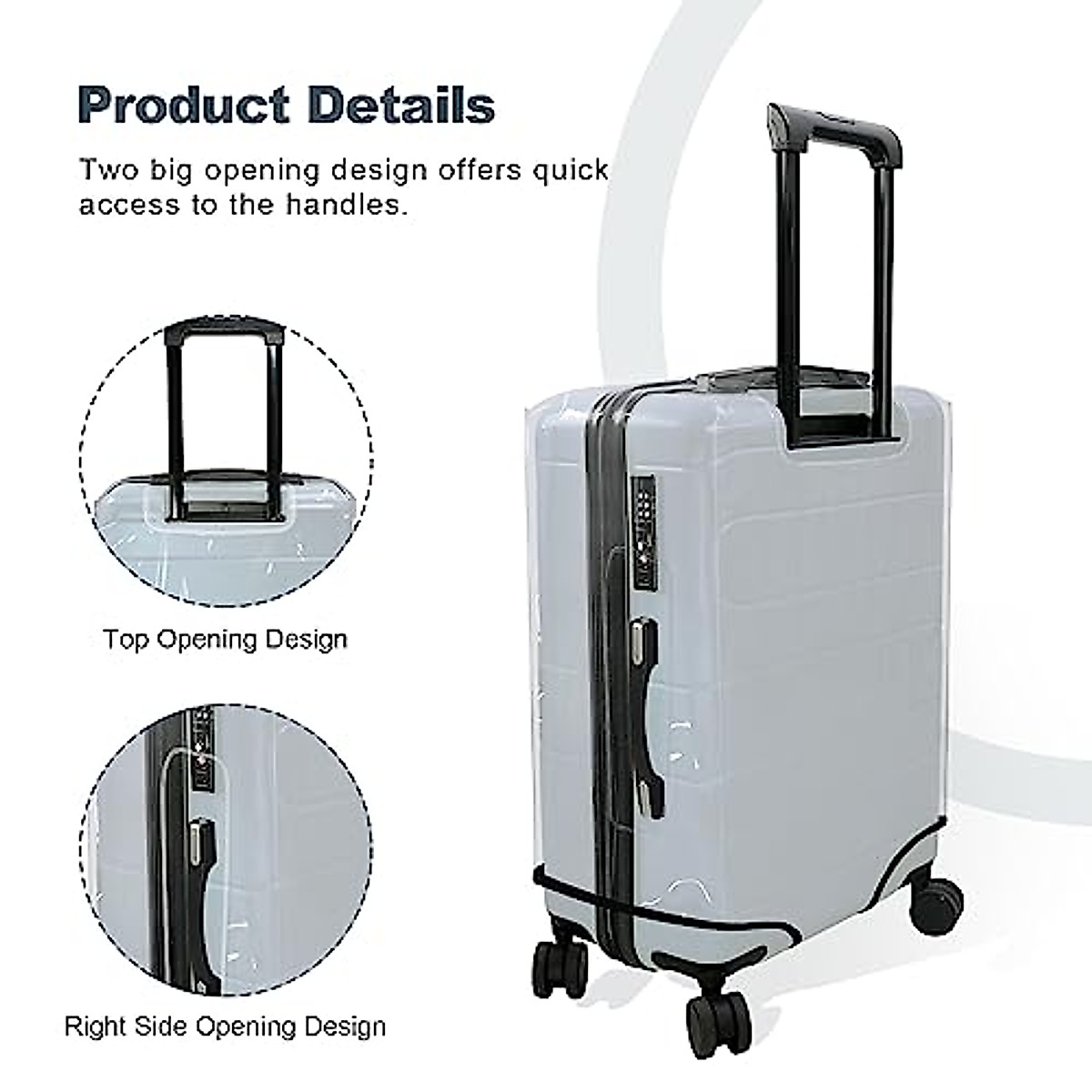 HYPER VENTURE Clear PVC Luggage Cover Full Transparent Suitcase Protector Fits 20 Inch Luggage, S