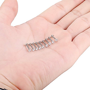 Xpircn 9PCS 16G Stainless Steel 3mm Cubic Zirconia Labret Monroe Lip Ring Tragus Helix Earring Studs