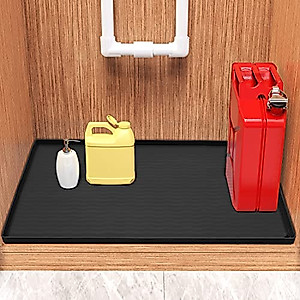 URMONA Under Sink Mat, 31'' x 22'' Under Sink Mats for Kitchen, Waterproof Silicone Under Sink Liner Drip Tray, Sink Cabinet Protector Mats for Kitchen