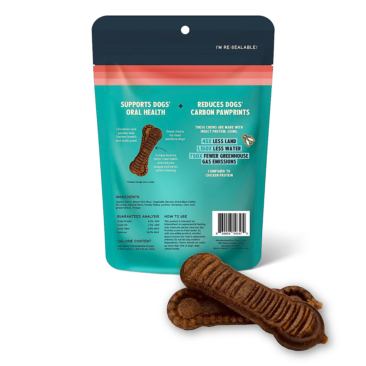 Jiminy's Dental Chews for Dogs, Cinnamon Flavor, Scientifically Proven to Improve Oral Health, Dental Bones Clean Teeth, Fight Bad Breath, and Removes Plaque and Tartar, Large, 7ct (Pack of 1)