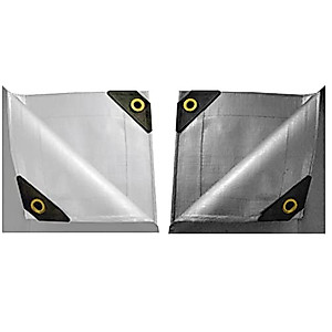 Carport Canopy Cover 12' x 20' Cut Size, 11'6" x 19'6" Finish Size Heavy Duty Tarp Tent Roof White and Silver, Only Cover (Silver 12x20)