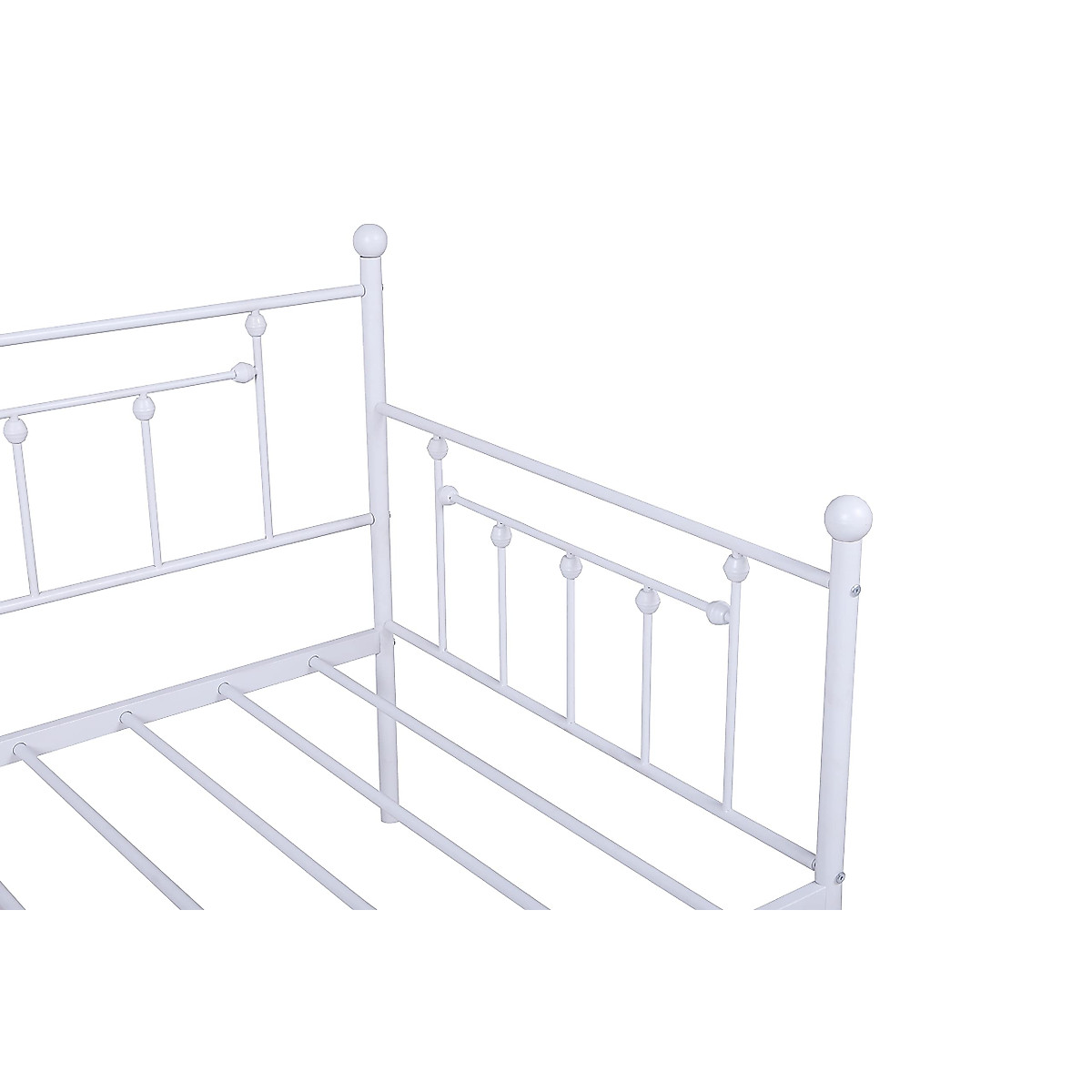 gaodashang Twin Size Metal Frame Daybed with Pullout Trundle,Heavy Duty Steel Slat Support Sofa Bed for Guest,No Spring Box Needed, White