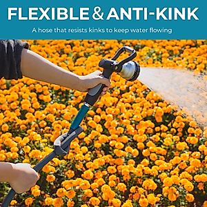 LINEX Garden Hose 50ft Flexible Water Hose, Heavy Duty, Lightweight and Kink-Free Garden Hoses with Aluminum Fittings