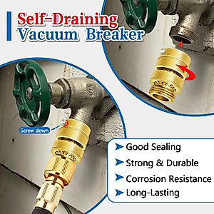 Fine Thread Vacuum Breaker, PK1390 1-1/16" Fine Thread Female No Lead Brass Self-Draining Vacuum Breaker, Hose Bib Vacuum Breaker, Providing you with Healthy Portable Water (NOT fit 3/4" GHT Bibcock)