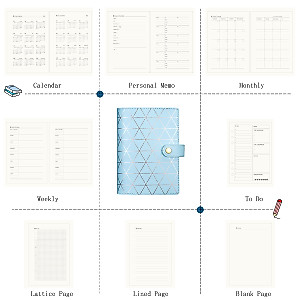 Guokichy Regenerated Leather Journal Travel Composition Notebook Filofax Planner Organiser Personal Memo (TiffBlue, A6)