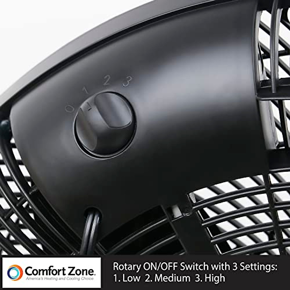 Comfort Zone CZ700T 20" 3-Speed High Velocity Fan with Adjustable Tilt and Sturdy Base, Black