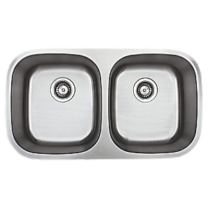Wells Sinkware CMU3318-88-1 Stainless Steel Kitchen Sink Package, 33" 50/50 8" Deep, Brushed Matte Finish