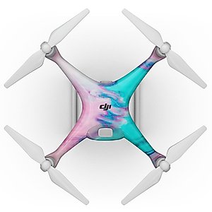 Design Skinz Marble Pattern Design Skinz Premium Full-Body Cover Wrap Decal Skin-Kit Compatible with The Drone DJI Inspire 2 - Marbleized Pink and Blue Paradise V432