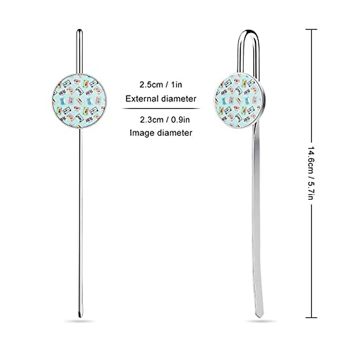 Music Tapes in Retro 80s Style Metal Bookmark Vintage Silver Book Marker Clip Unique Christmas Teacher Birthday Gifts 1"