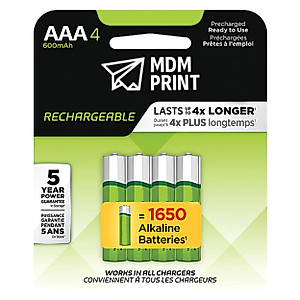 MDMprint Precharged Recharg. Battery, AAA, NiMh, PK4