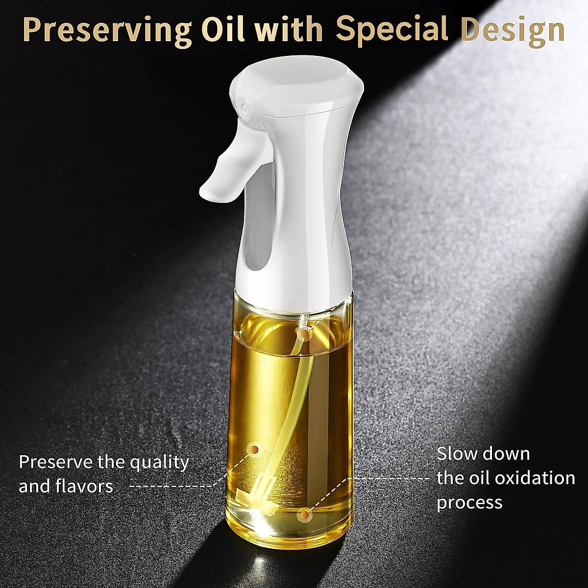 Oil Sprayer for Cooking, 200ml Glass Olive Oil Sprayer Mister, Olive Oil Spray Bottle, Kitchen Gadgets Accessories for Air Fryer, Canola Oil Spritzer, Widely Used for Salad Making, Baking, Frying, BBQ