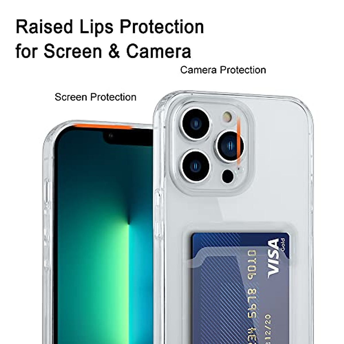 tharlet Compatible with iPhone 13 Pro Max Wallet Clear Case with Card Holder, Non-Yellowing Phone Case, Precision Cut-Outs and TPU Bumper for Shock Absorption, Anti-Scratch Smudge-Proof (Matte Clear)