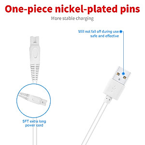 MEROM USB Charger Cord Compatible with Finishing Touch Flawless Legs Women's Hair Remover Trimmer Electric Razor Replacement Power Cable (Only for Finishing Touch Flawless Legs)