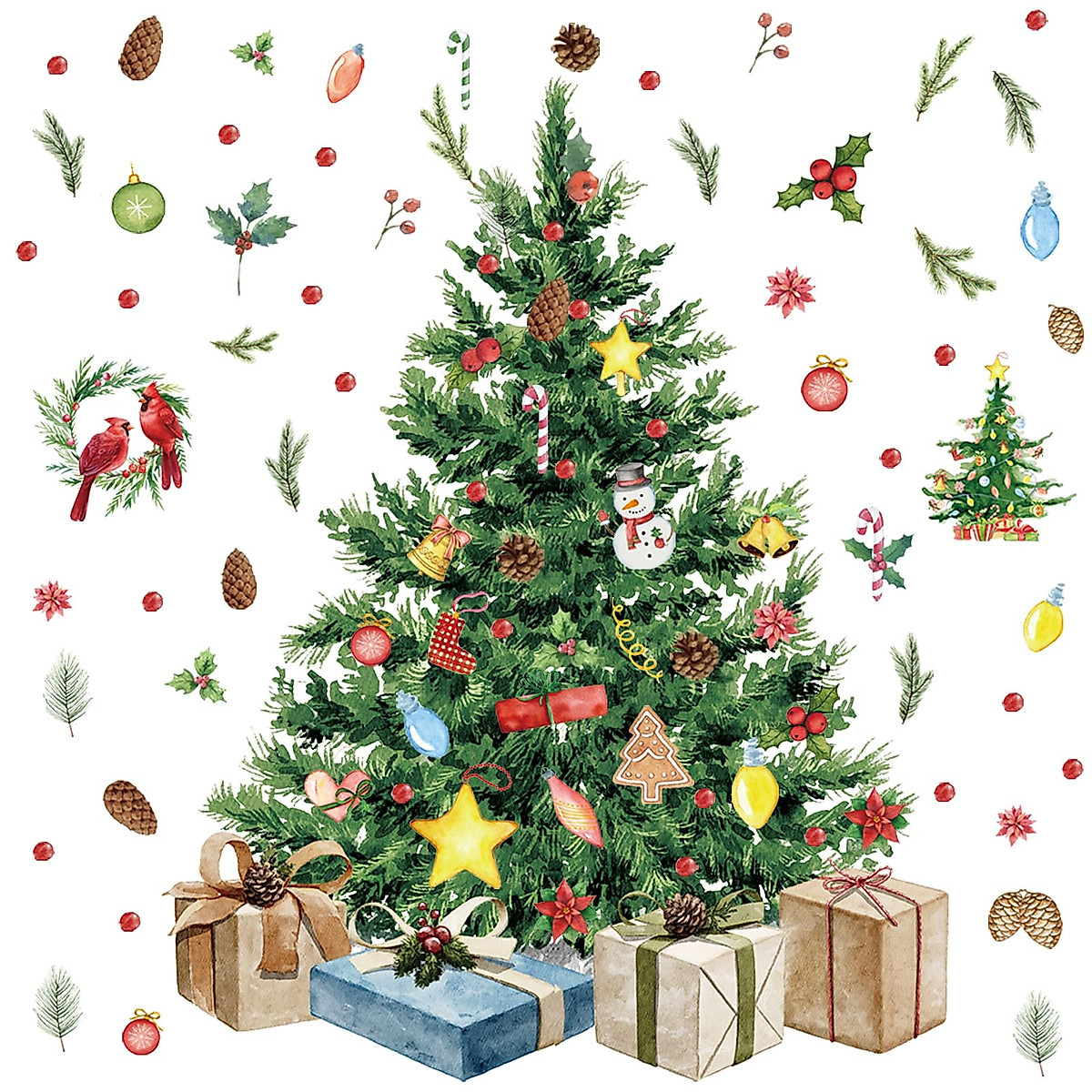 Spiareal Christmas Tree Wall Decals DIY Wall Decals Peel and Stick Christmas Tree Wall Stickers for Xmas Home Office Nursery Decor DIY Art