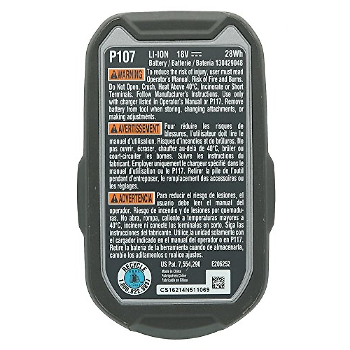 RYOBI P107 One+ 18 Volt Compact Lithium Ion 1.5 Ah Battery (Single Battery)