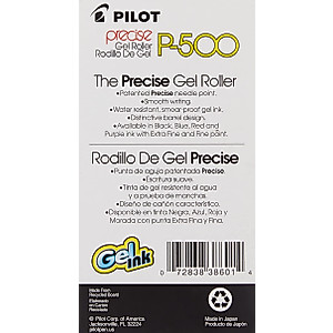 PILOT Precise P-500 Gel Ink Rolling Ball Stick Pens, Marbled Barrel, Extra Fine Point, Blue Ink, 12-Pack (38601)