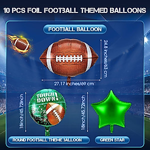 Ceenna 14 Pcs Football Party Decorations with 10 Football Balloons Foil Football Field Balloons 4 Disposable Football Tablecloth 51''x86'' Plastic Touchdown Table Cover for Tailgate Game Day Birthday