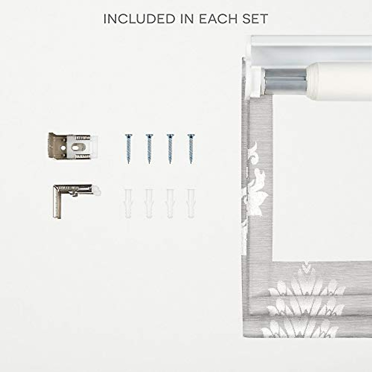 Exclusive Home Curtains Marseilles Damask 100% Blackout Roman Shade, 27"x64", Silver