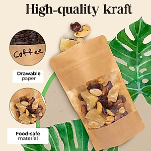 Kraft Stand Up Pouches, Zip Lock Storage; Packaging Bag, Food Storage Bags, Reusable Ziplock Bags with Window (20 x 30 cm (7.8x11.7 inch)-60.86 OZ, Kraft)