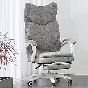 ZLBYB High-Back Executive Swivel Office Desk Chair with Ribbed Upholstery - White, Lumbar Support, Style, Certified