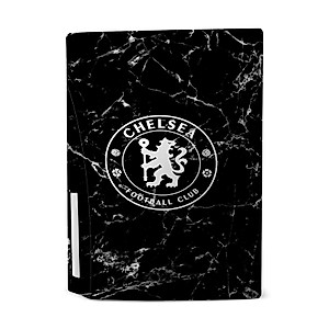 Head Case Designs Officially Licensed Chelsea Football Club Black Marble Mixed Logo Vinyl Faceplate Sticker Gaming Skin Case Cover Compatible with Sony Playstation 5 PS5 Disc Edition Console