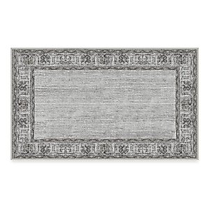 RUGGABLE Washable 3x5 Area Rug, Zinnia Grey, Premium Rugs for Living Room, Bedroom, Kitchen, Office, Classroom with Gripper Non Slip Pad