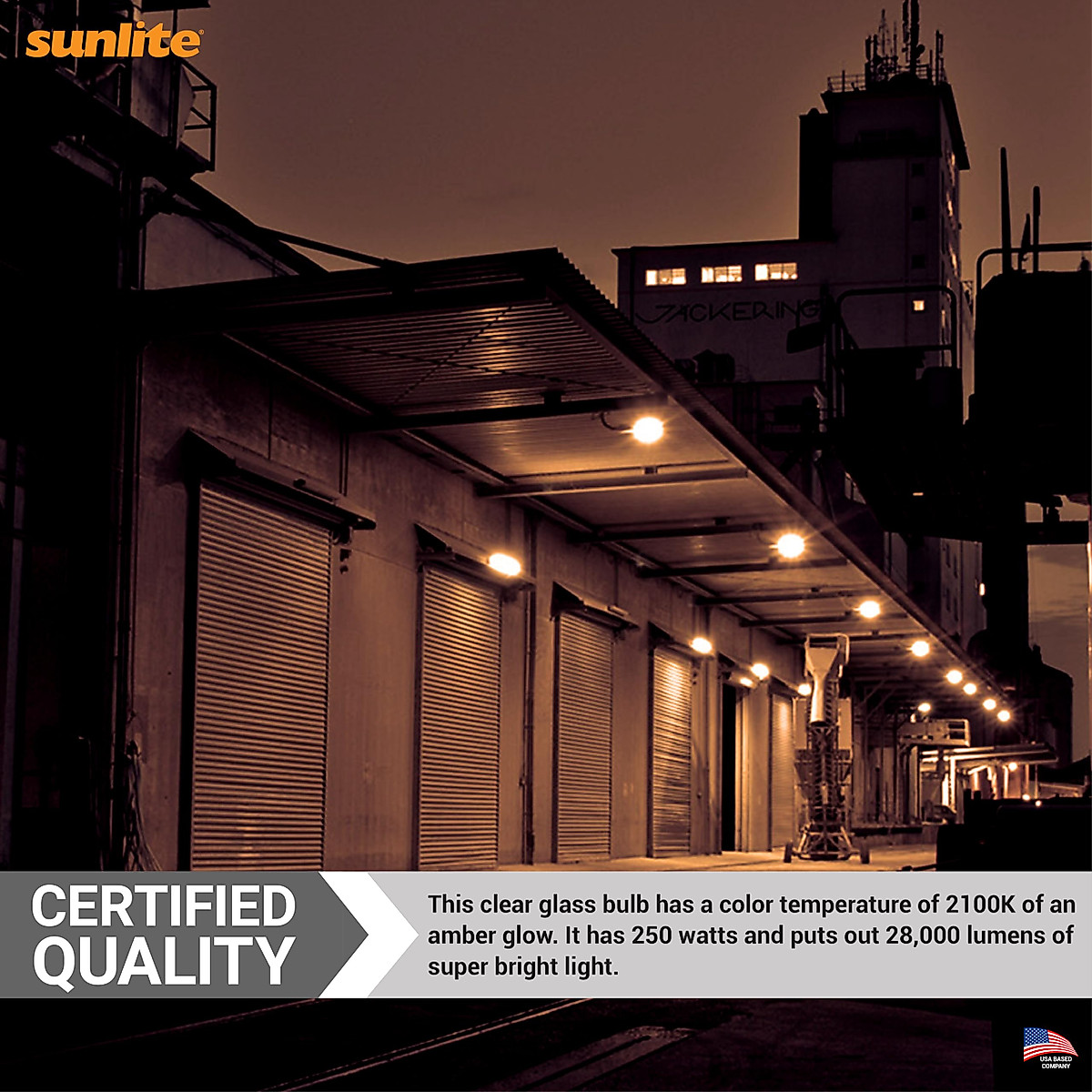 Sunlite 03634-SU LU250/MOG 250 Watt High Pressure Sodium Light Bulb, Mogul Base (E39), ANSI Code S50, 28000 Lumen, 24000 Life Hours, Clear, 2100K