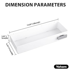 YOHOM White Adhesive Bathroom Caddy Organizer for Tile Wall Mounted Stick on Shower Caddy Floating Shelf Plastic Shampoo Holder with Hook