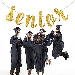 WeBenison Senior Banner Masters Smart Congratulations Banner Congrats Grad Party Bunting Decoration Supplies/Gold Glitter