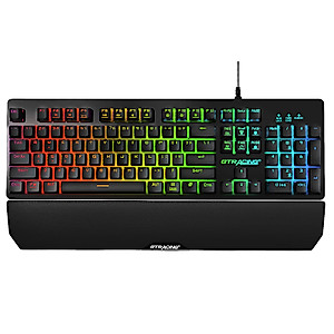 GTRACING Mechanical Gaming Keyboard with Wrist Rest, RGB Lighting, Tactile Mechanical Switches, Programmable Macro Keys