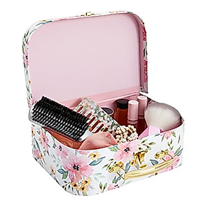 Okuna Outpost Set of 3 Different Sizes of Paperboard Suitcases with Metal Handles, Floral Print Decorative Cardboard Storage Boxes (Floral Print)