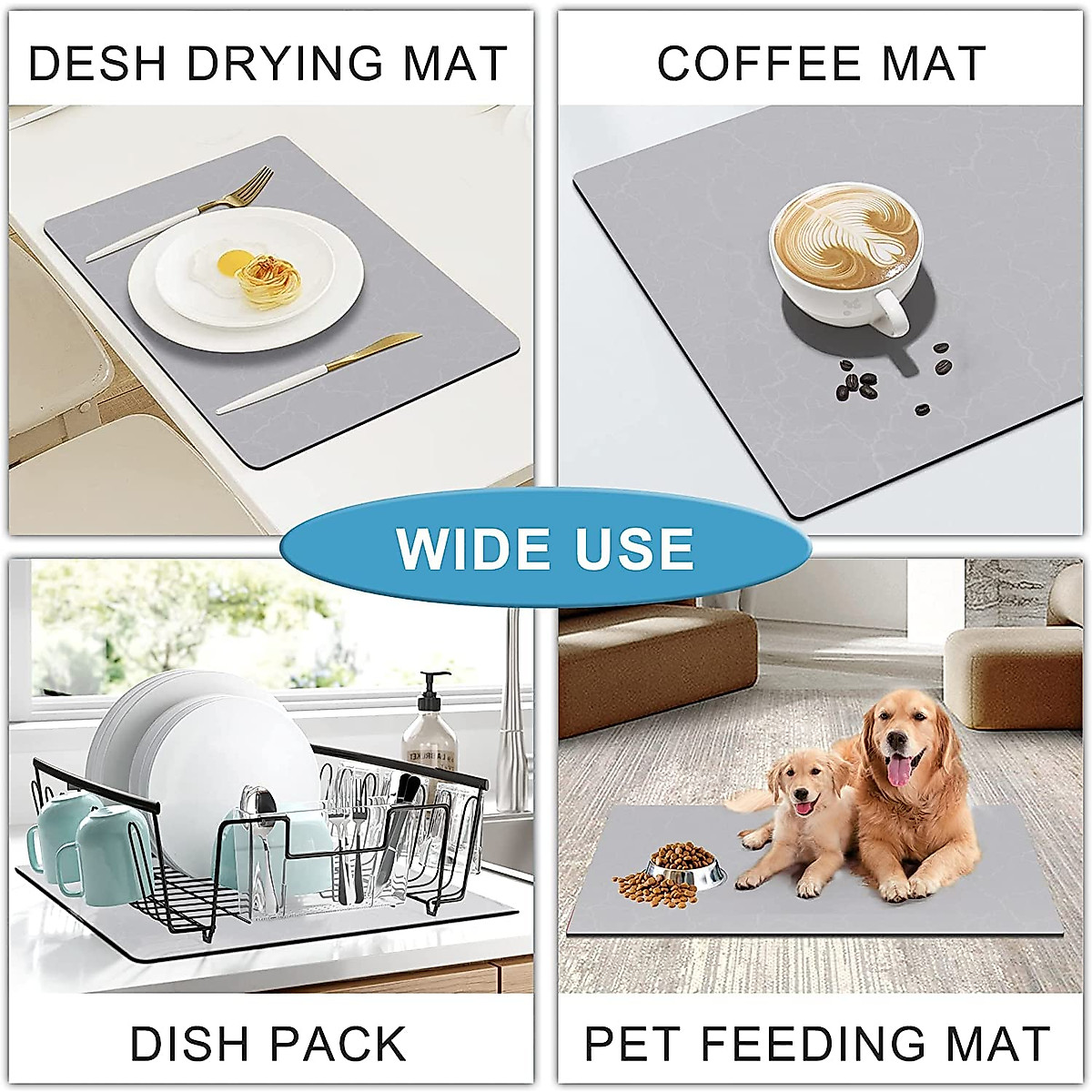 Coffee Bar Mat,Dish Drying Mat for Kitchen, 24x18" Coffee Tray Mat Under Coffee Machine,Rubber Coffee Maker Mat,Under Appliance Mats,Silicone Hot Mats for Coffee Machine,Coffee Dish Drying Mat