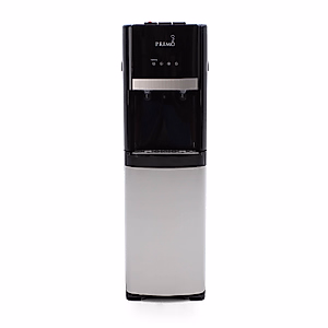 Primo Bottom-Loading Self-Sanitizing Water Dispenser - 2 Temp (Hot-Cold) Water Cooler Water Dispenser for 5 Gallon Bottle w/Child Safety Lock, Black and Stainless Steel