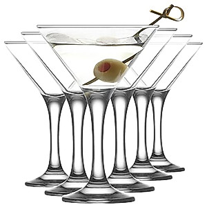 lav Martini Glasses Set of 6 - Martini Cocktail Glass Set 6 Oz - Cosmopolitan Glasses for Elegant Cocktails - Classic Cocktail Glasses with Chic Design for Home Parties - Made in Europe