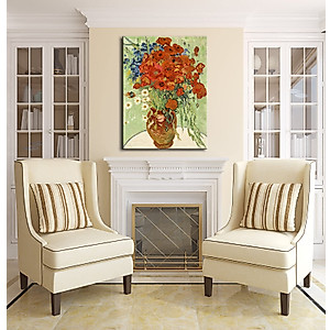 Wieco Art Red Poppies and Daisies Large Canvas Prints Wall Art of Van Gogh Famous Artwork Floral Oil Paintings Reproduction Abstract HD Classical Flowers Pictures for Living Room Home Decor