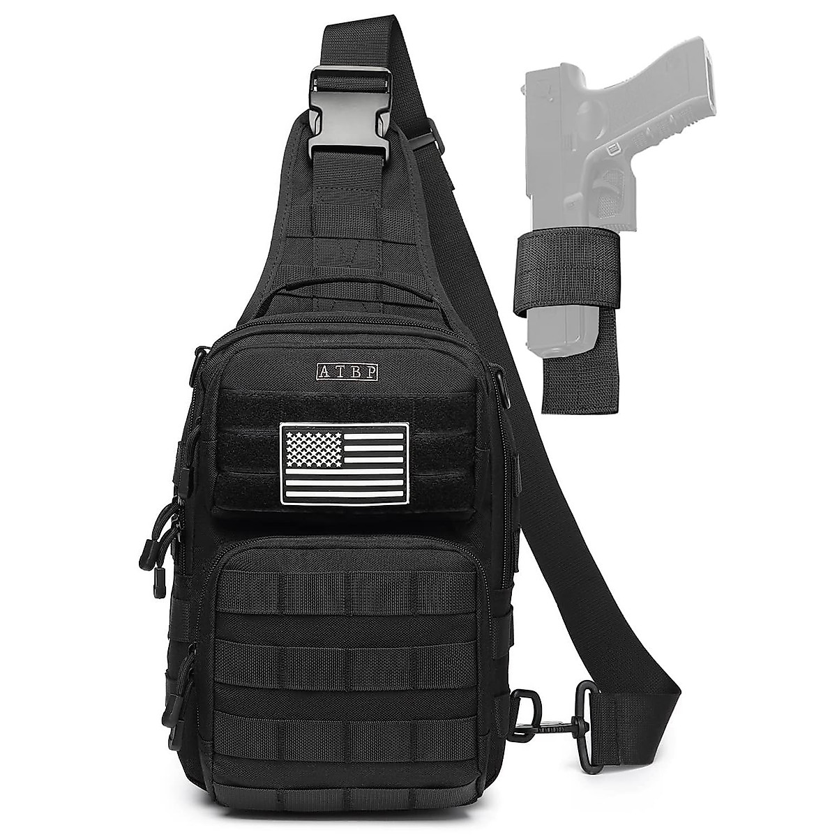 ATBP Tactical Sling Backpack With Holster Military Crossbody Bag for Men Single Shoulder Back Pack 10L