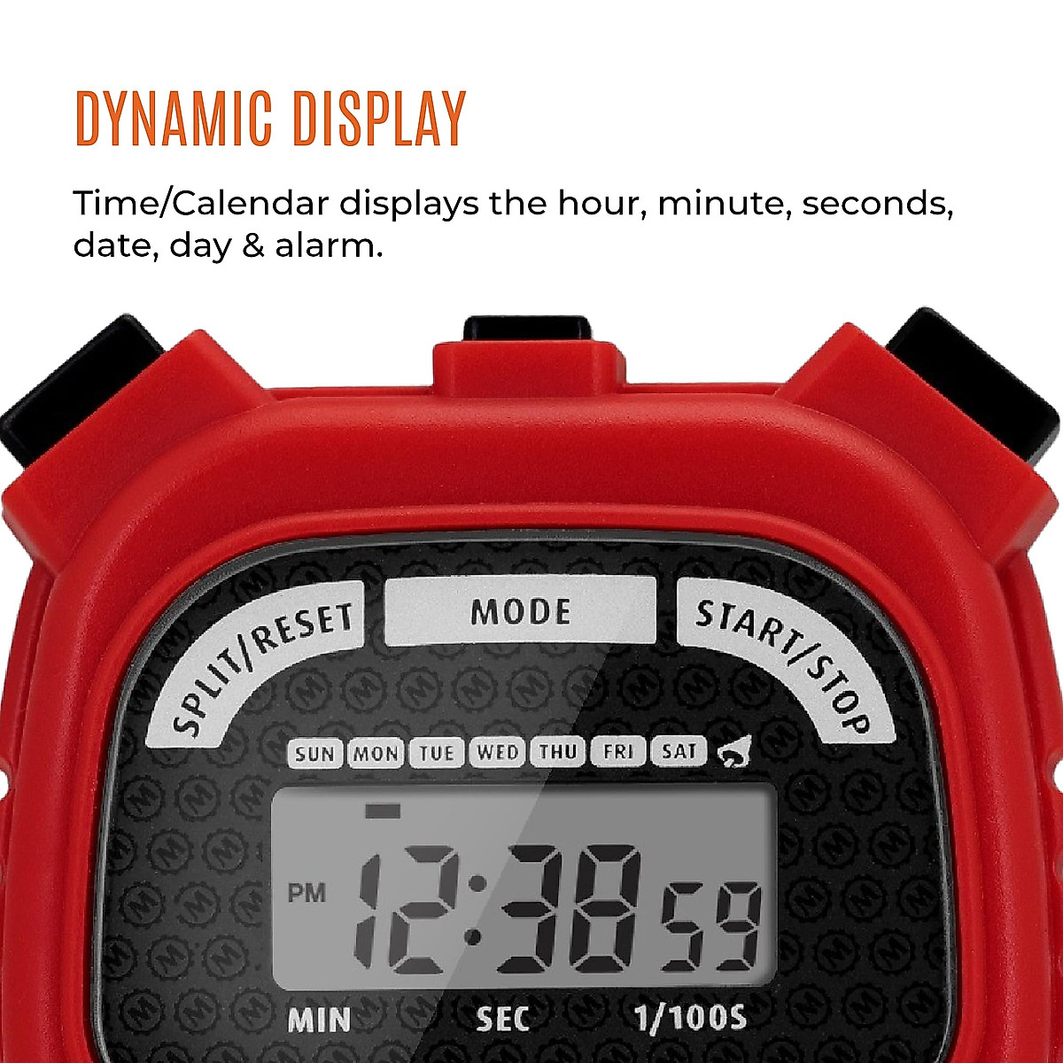 Marathon Adanac 3000 Digital Stopwatch Timer, Red - High Precision Accuracy to 1/100th Seconds - Water, Dust & Shock Resistant - 46” Lanyard Included