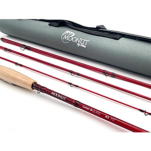 4wt Moonlit Lunar S-Glass Fiberglass Fly Fishing Rod (7' 6", 4 Piece, red)