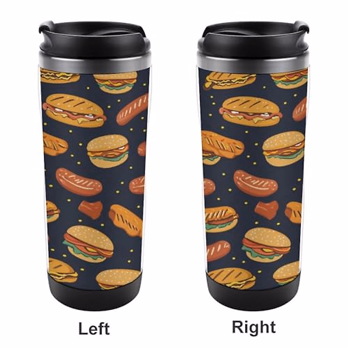 Hot Dogs Chicken Drumsticks Burgers Travel Coffee Mug Reusable Insulated Drinking Cup with Lid for Home Outdoor Works 13 Oz