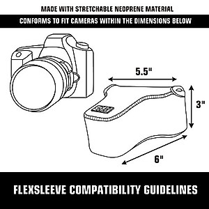 USA GEAR DSLR Camera Sleeve with Neoprene Protection, Holster Belt Loop and Accessory Storage - Compatible with Canon EOS Rebel T7, T8, SL3, R7, 4000D, Nikon D3400, Pentax K-70 and Many More (Black)