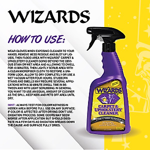 Wizards Carpet and Upholstery Cleaner - Fabric Cleaner Spray Solution for a Fresh & Clean Car - Pet Stain & Smell Remover and Natural Carpet Cleaner - Made in USA - 22 oz