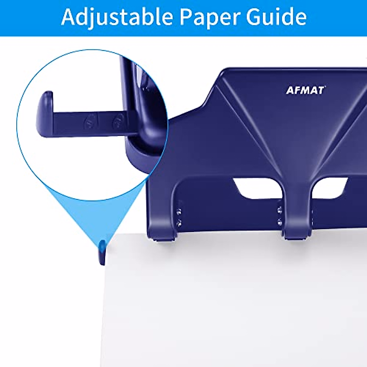 Heavy Duty 3 Hole Punch, 40-Sheet Heavy Duty Paper Punch, 50% Reduced Effort 3-Hole Punch, AFMAT Metal Hole Puncher 3 Ring, Three-Hole Paper Puncher w/Large Chip Tray for Classroom, Office, Blue