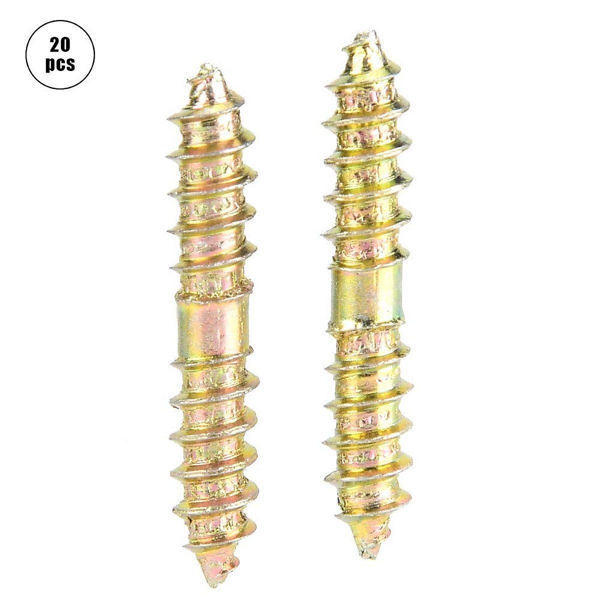 20pcs 5x30mm Double Ended Dowel Screw Self Tapping Threaded Bolts Woodworking Furniture Connector Rods Bars Studs for Furniture Assembly, Woodworking