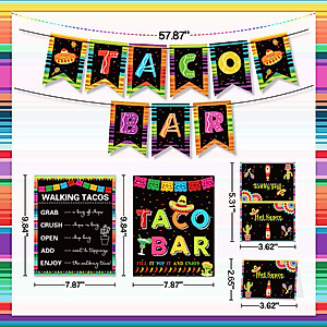 Taco Bar Decoration Kit, Mexican Fiesta Party Decorations Taco Bar Banner Sign Tent Garland for Cinco De Mayo Fiesta Mexican Theme Party Bachelorette Bridal Shower Wedding Birthday Taco Party Supplies